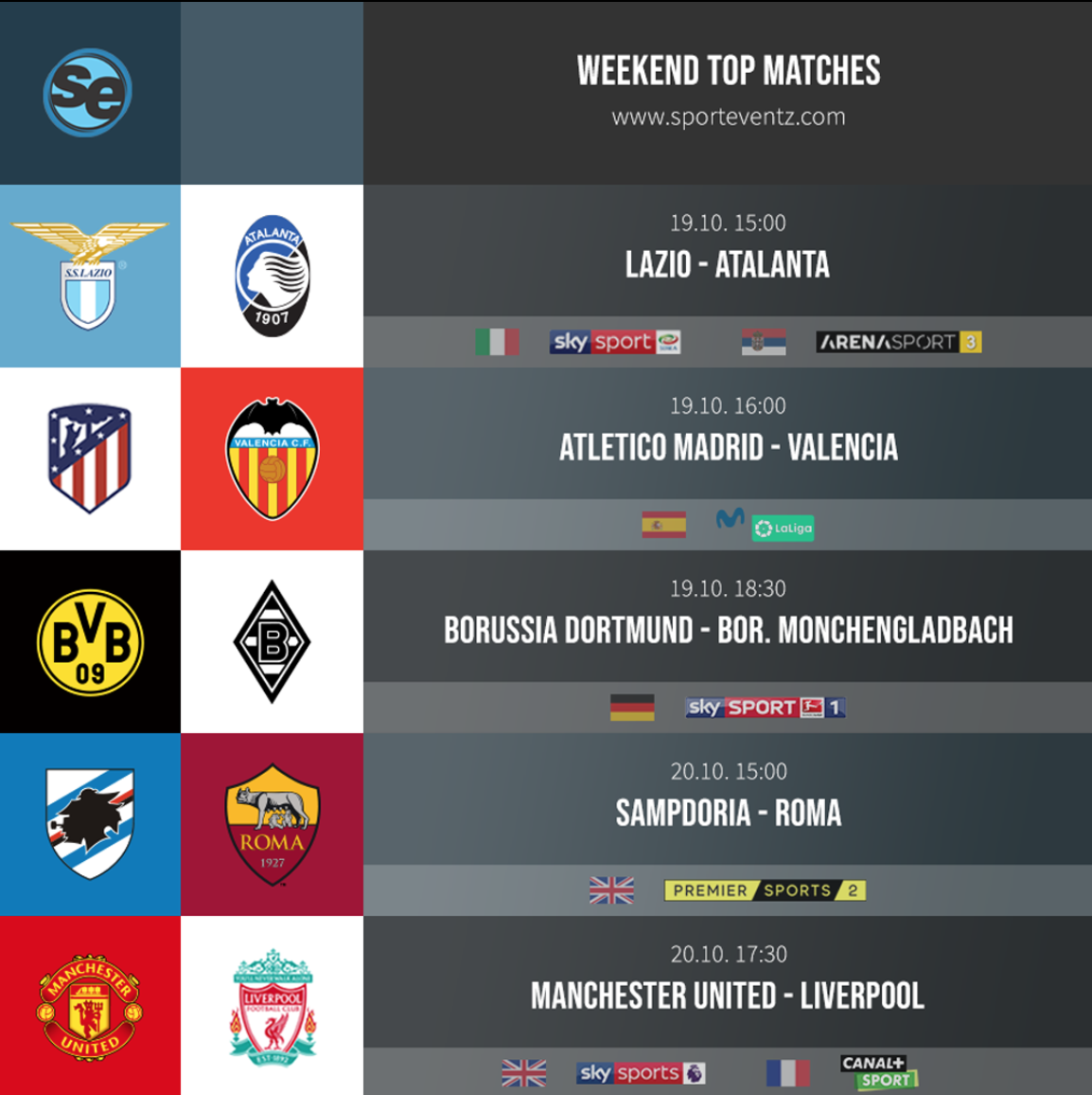 Watch Live on Sat & Stream: Top Week Matches - SPORTEVENTZ